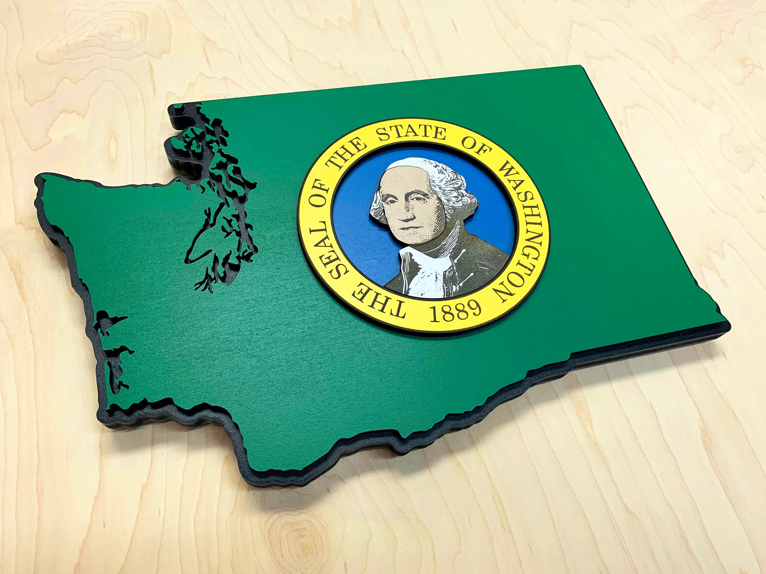 Washington State Shape Wood Flag, Washington State Flag, Washington ...