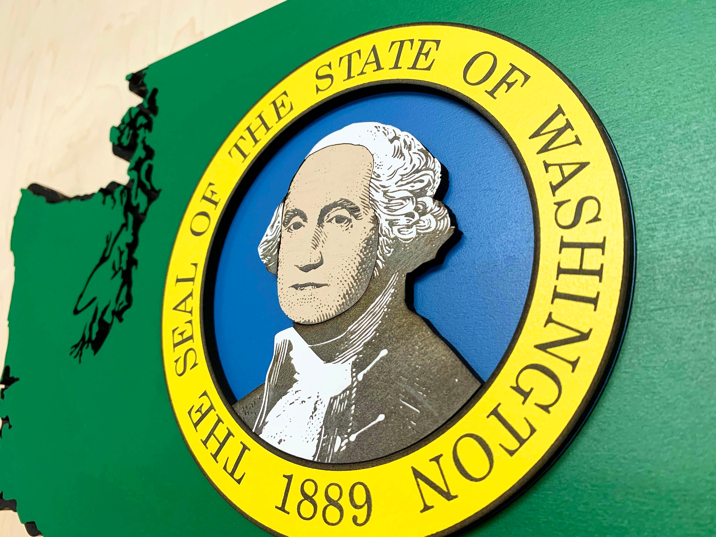 Washington State Shape Wood Flag, Washington State Flag, Washington ...