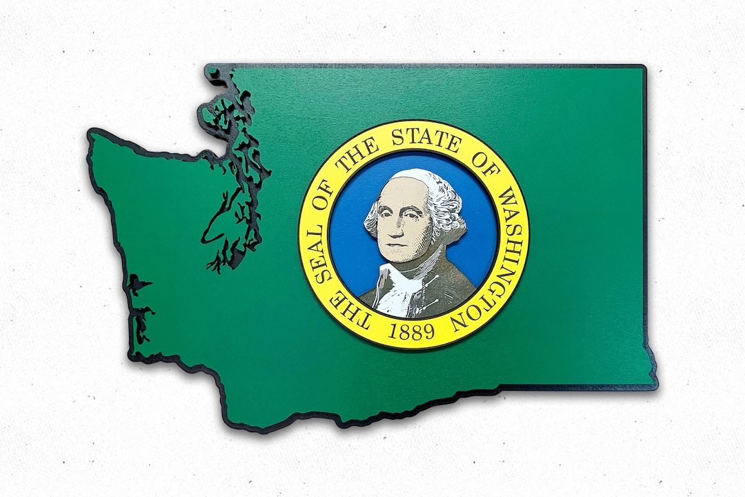 Washington State Shape Wood Flag, Washington State Flag, Washington ...