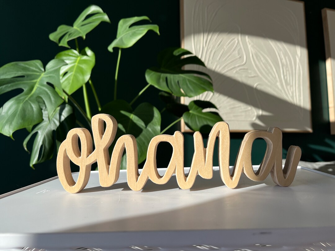 Ohana Beachy Wooden Name Sign - Hawaii Stand-alone Wood Sign - Shelf ...