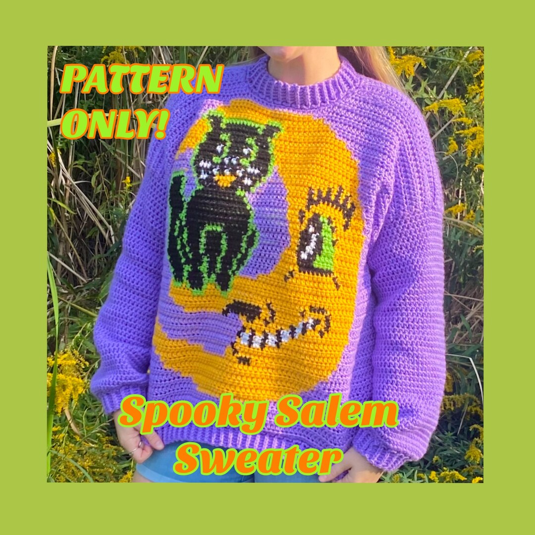 CROCHET PATTERN, Sweater, Spooky Salem, PDF Download, Cat Sweater - Etsy