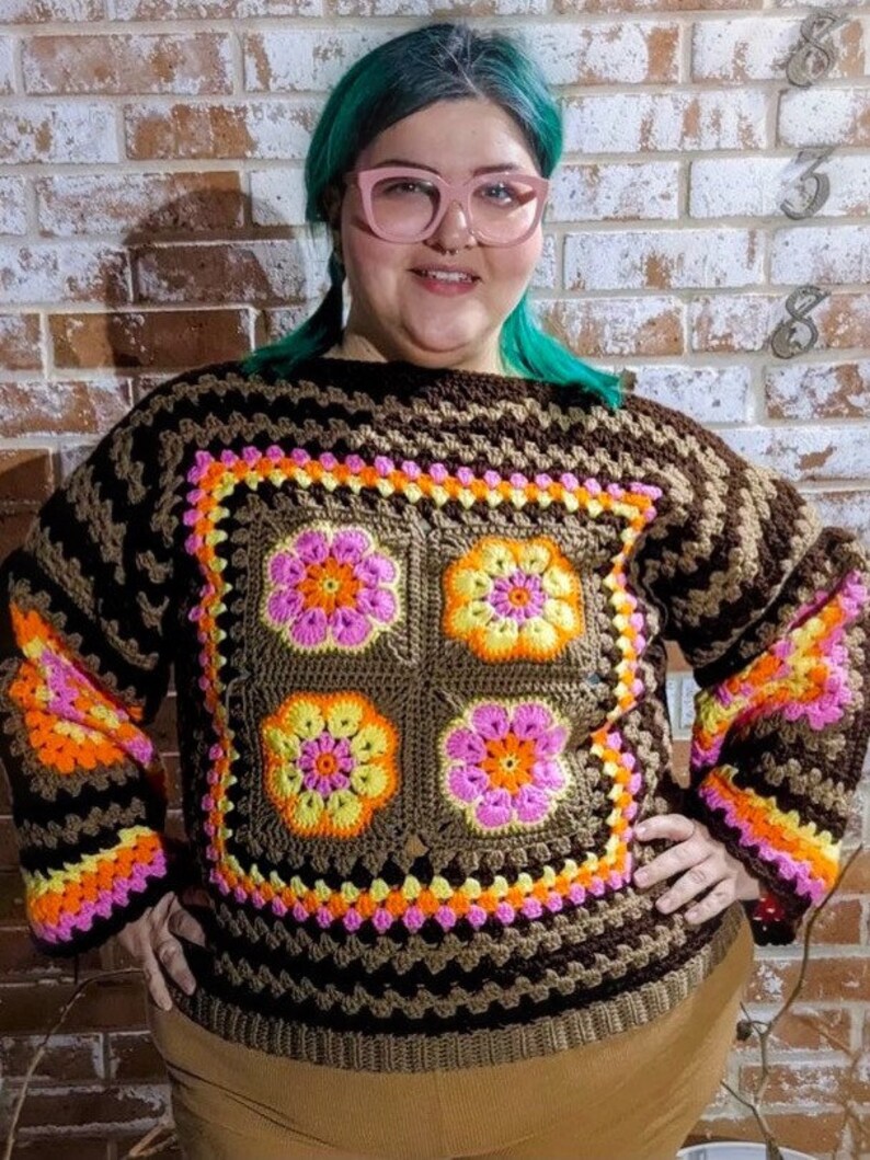 CROCHET PATTERN Funky Flower Sweater - Etsy