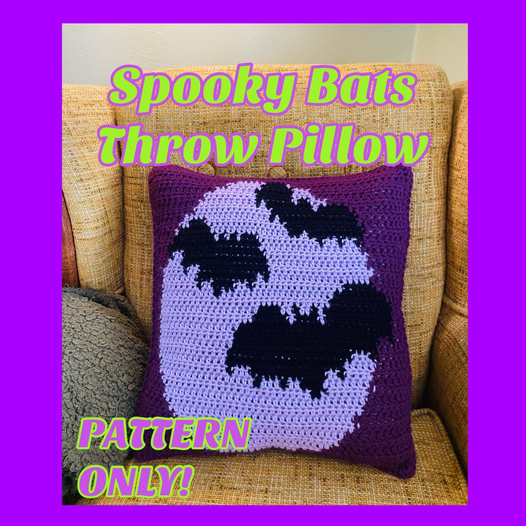 CROCHET PATTERN, Spooky Bats Pillow, PDF Pattern, Crochet Bats ...