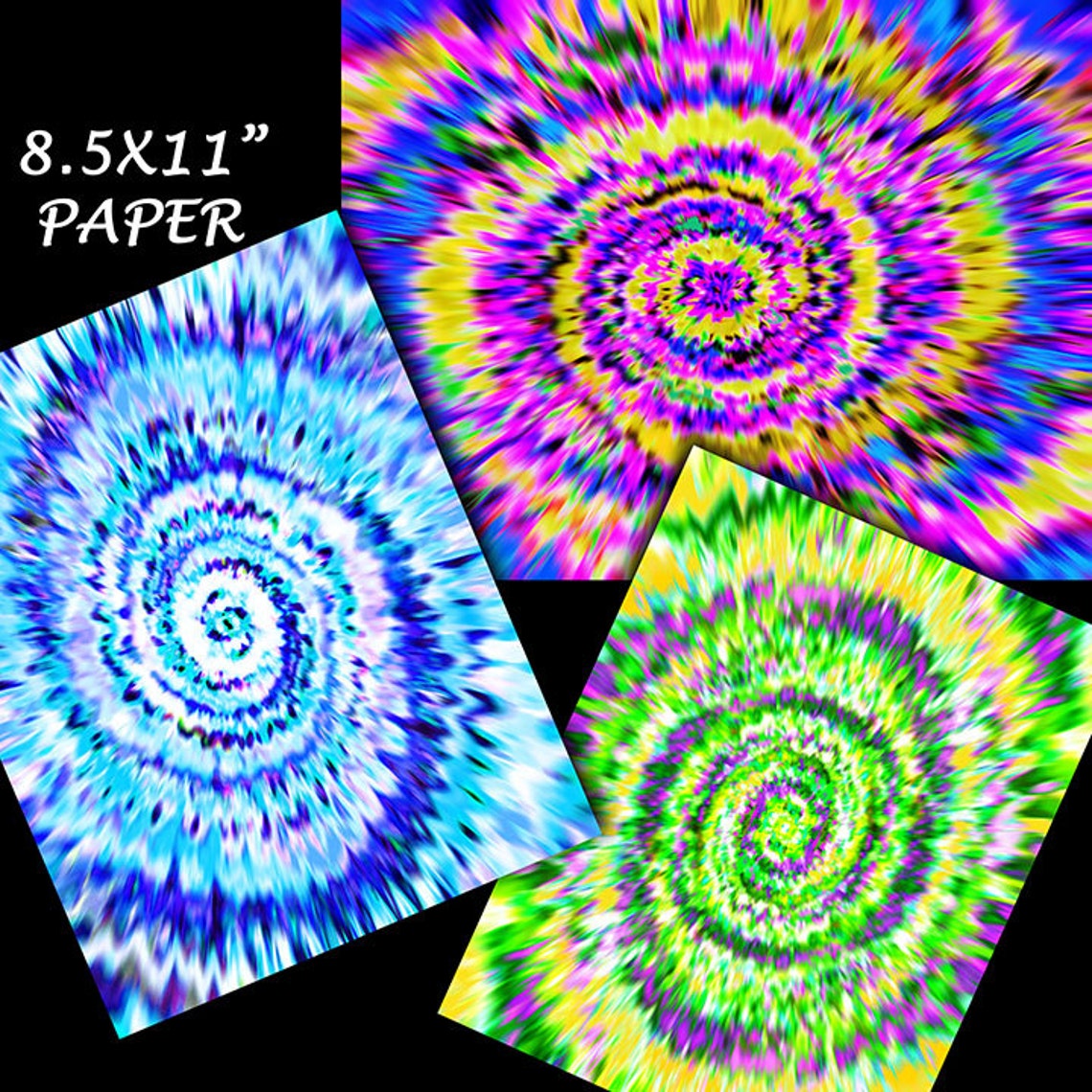 Tie Dye Papers - 8.5x11 Inch Tiedye Digital Papers - Psychedelic Tye ...