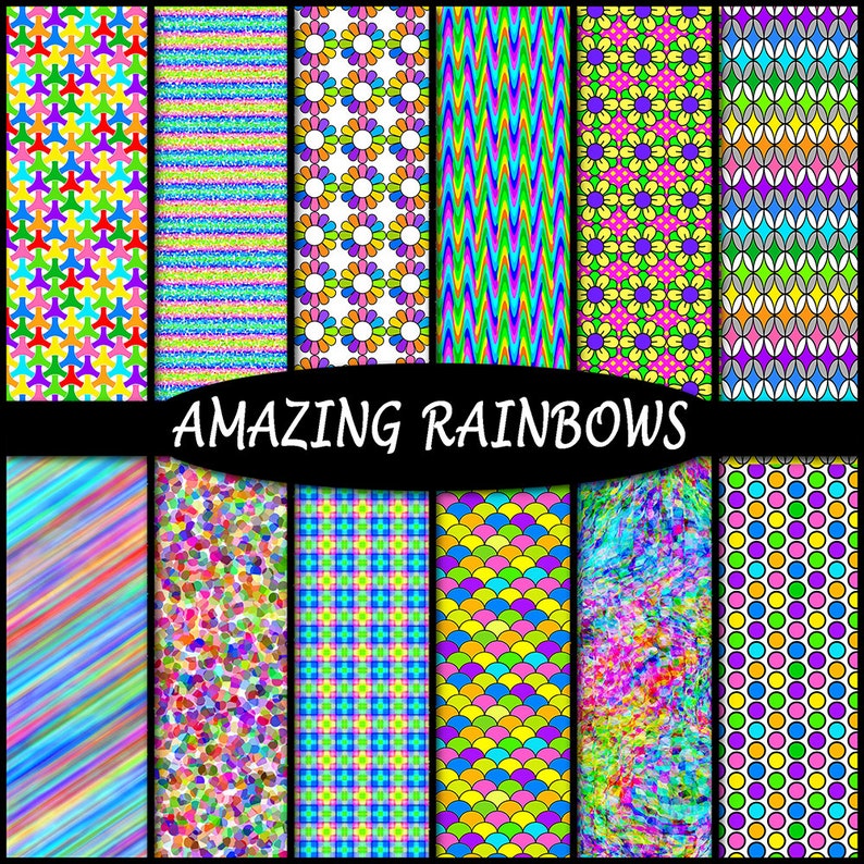 Rainbow Paper Set - Amazing Rainbows Printable Papers, Bright Colors ...
