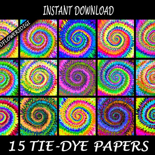 Rainbow Tie Dye Digital Scrapbook Printable Paper Digital - Etsy