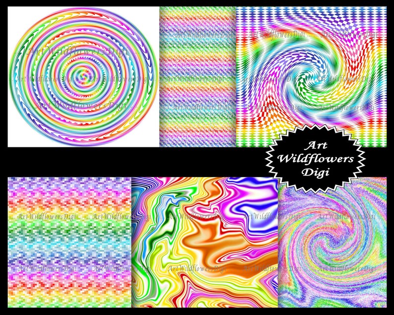 21 Rainbow Paper Wild Rainbows Digital Papers 12x12 - Etsy