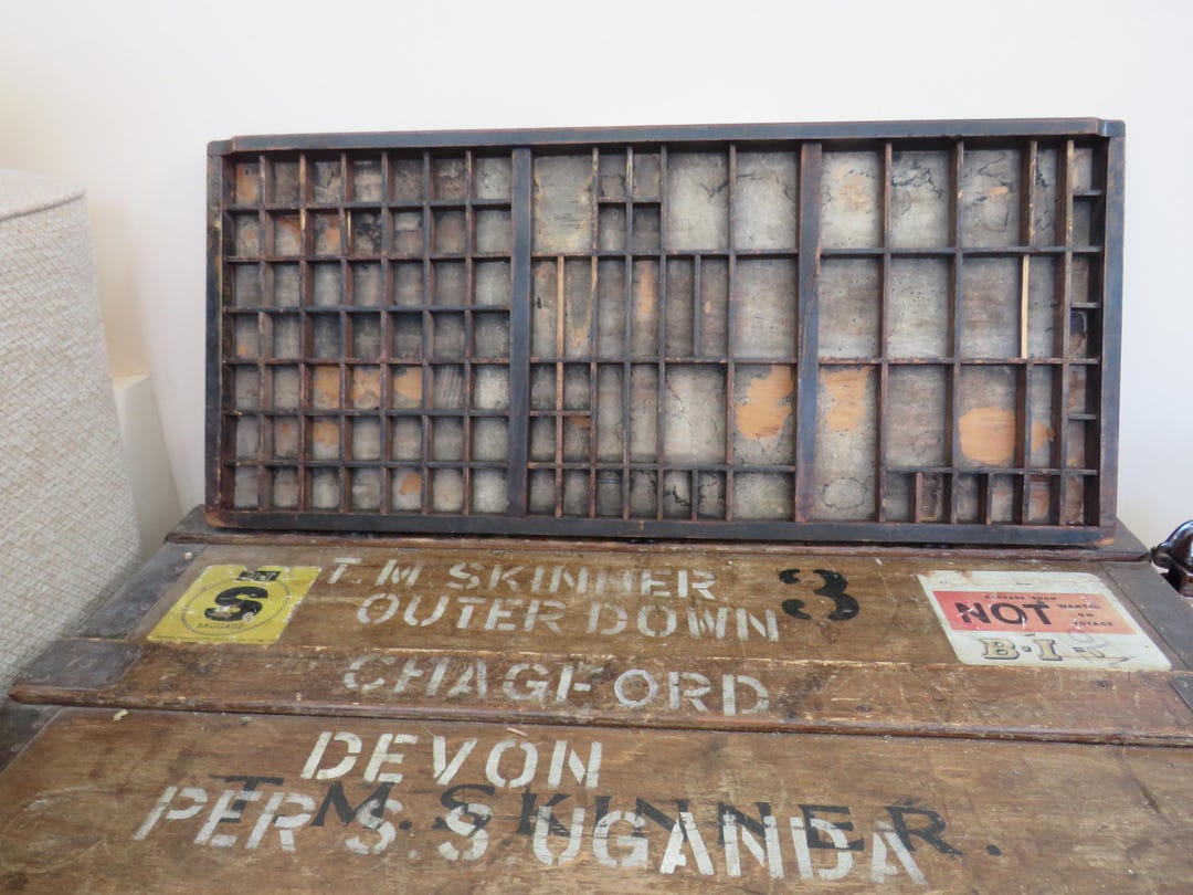 Vintage Wooden Printers Tray: Shadow Box Display Case Print Tray (82 ...