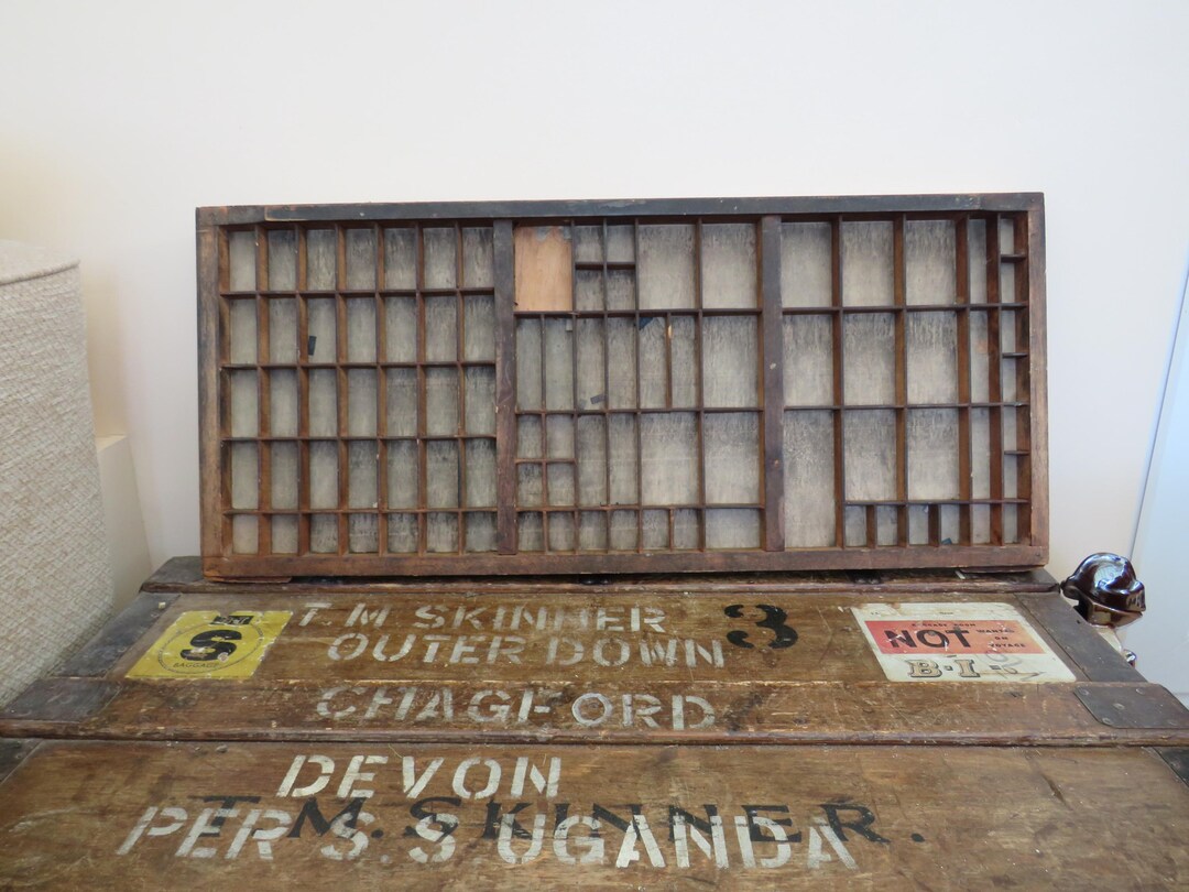 Vintage Wooden Printers Tray: Shadow Box Display Case Print Tray (82 ...