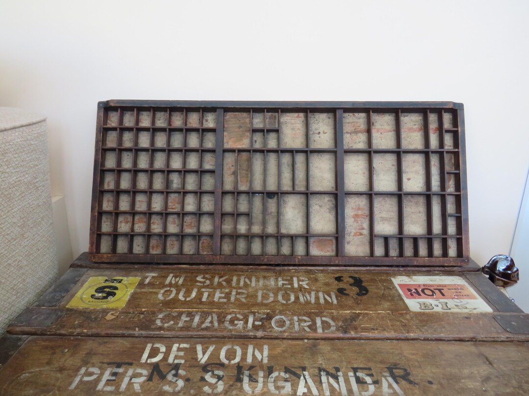 Vintage Wooden Printers Tray: Shadow Box Display Case Print Tray (82 ...