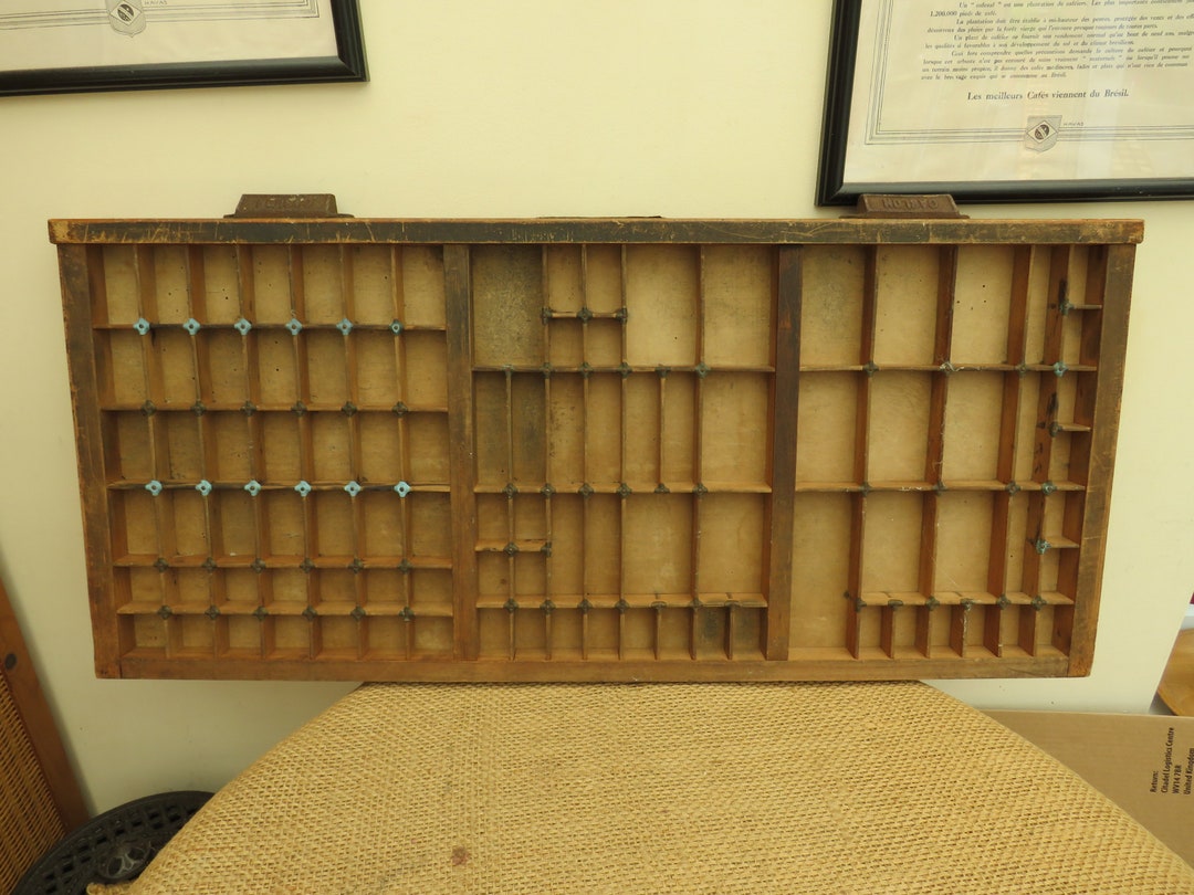 Large Clean Wooden Printers Tray Letter Press Drawer With Brass ...