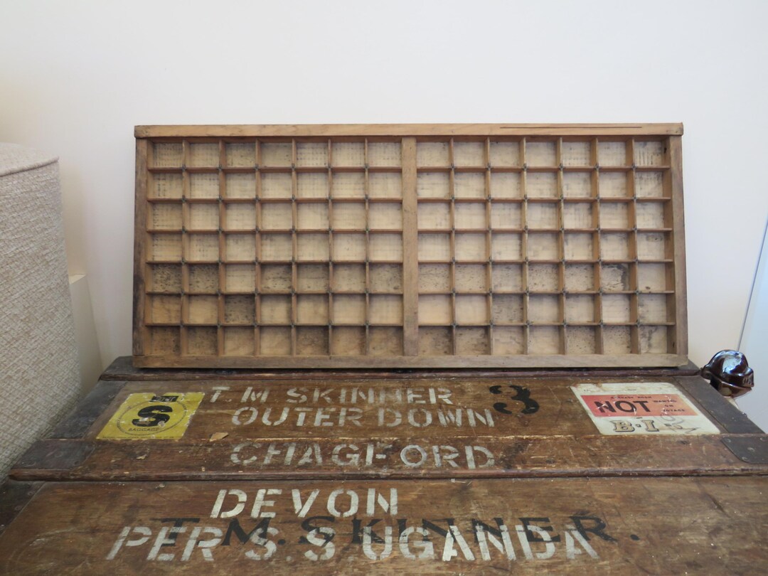 Vintage Wooden Printers Tray: Shadow Box Display Case Print Tray (82 ...