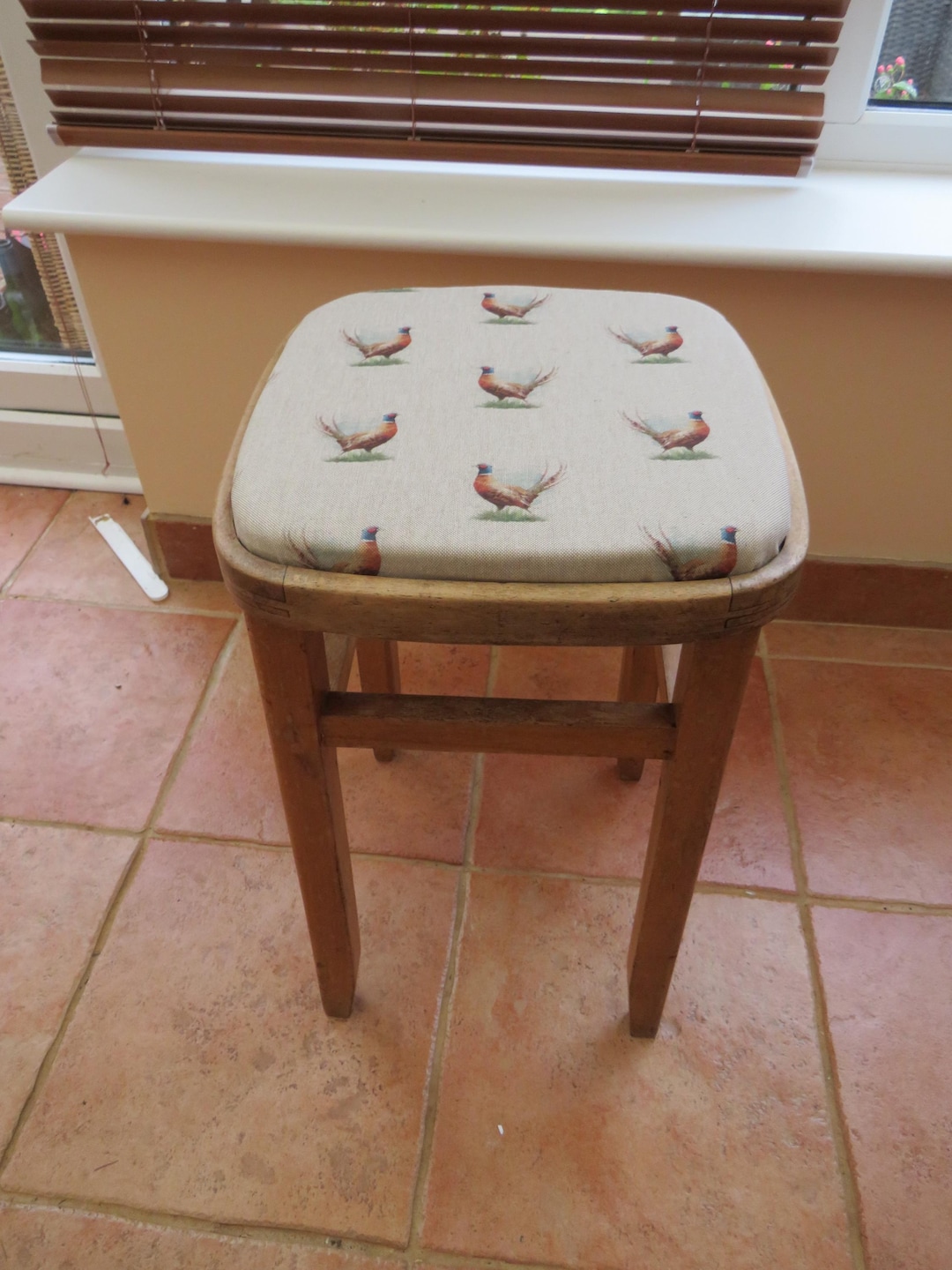Original Vintage/ Retro Circa 1960’s Kitchen Stool With Reupholstered ...