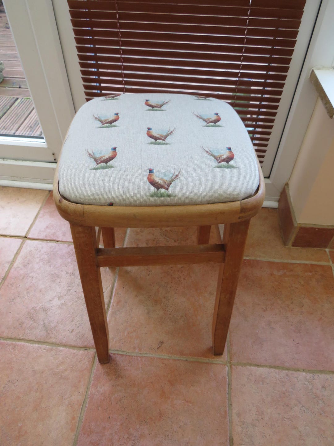 Original Vintage/ Retro Circa 1960’s Kitchen Stool With Reupholstered ...