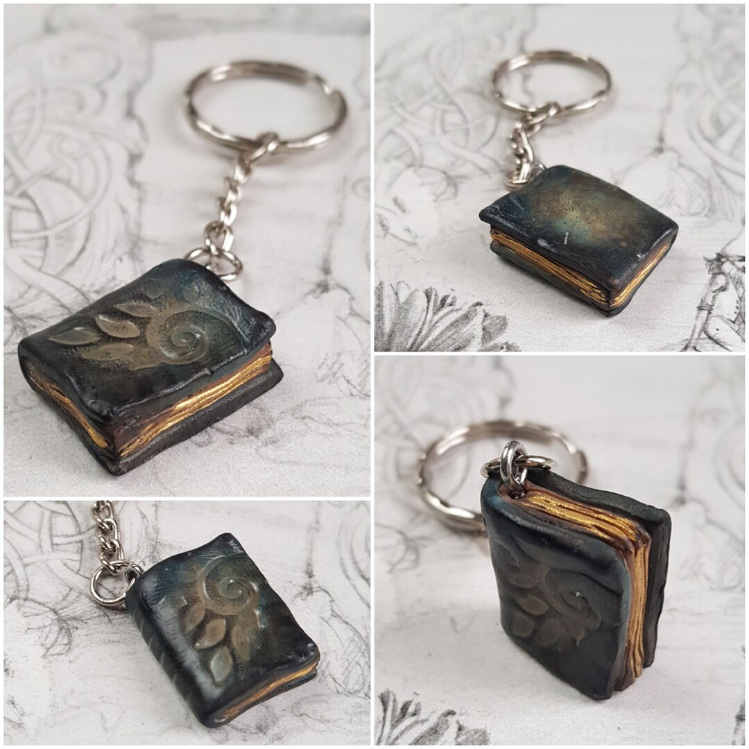 Grimoire, Old Book, Manuscript, Bag Jewelry, Polymer Clay Keychain ...