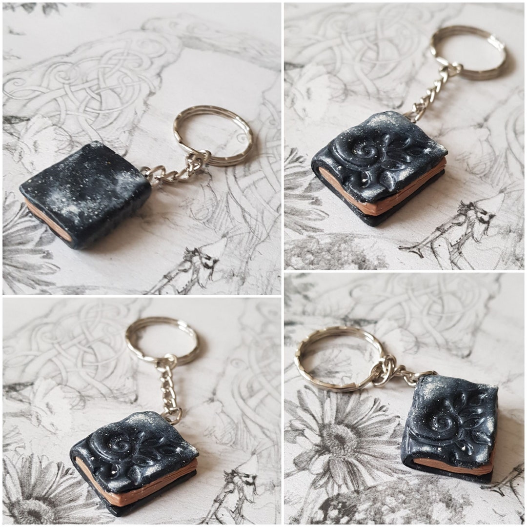 Grimoire, Old Book, Manuscript, Bag Jewelry, Polymer Clay Keychain ...