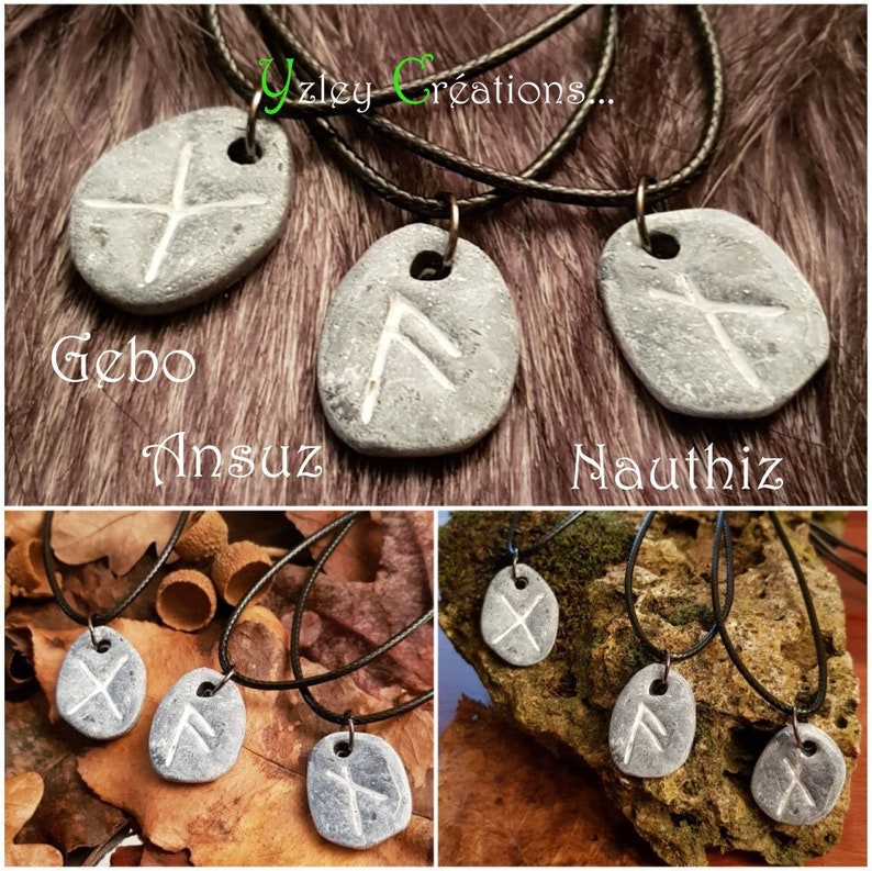 Futhark Pendant, GEBO, Nordic Rune Stone Effect, Polymer Clay, Fimo ...