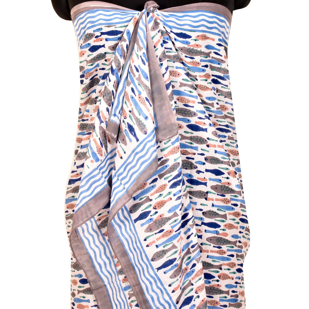 Fish Print Sarong Pareo Beach Cover Up - Etsy