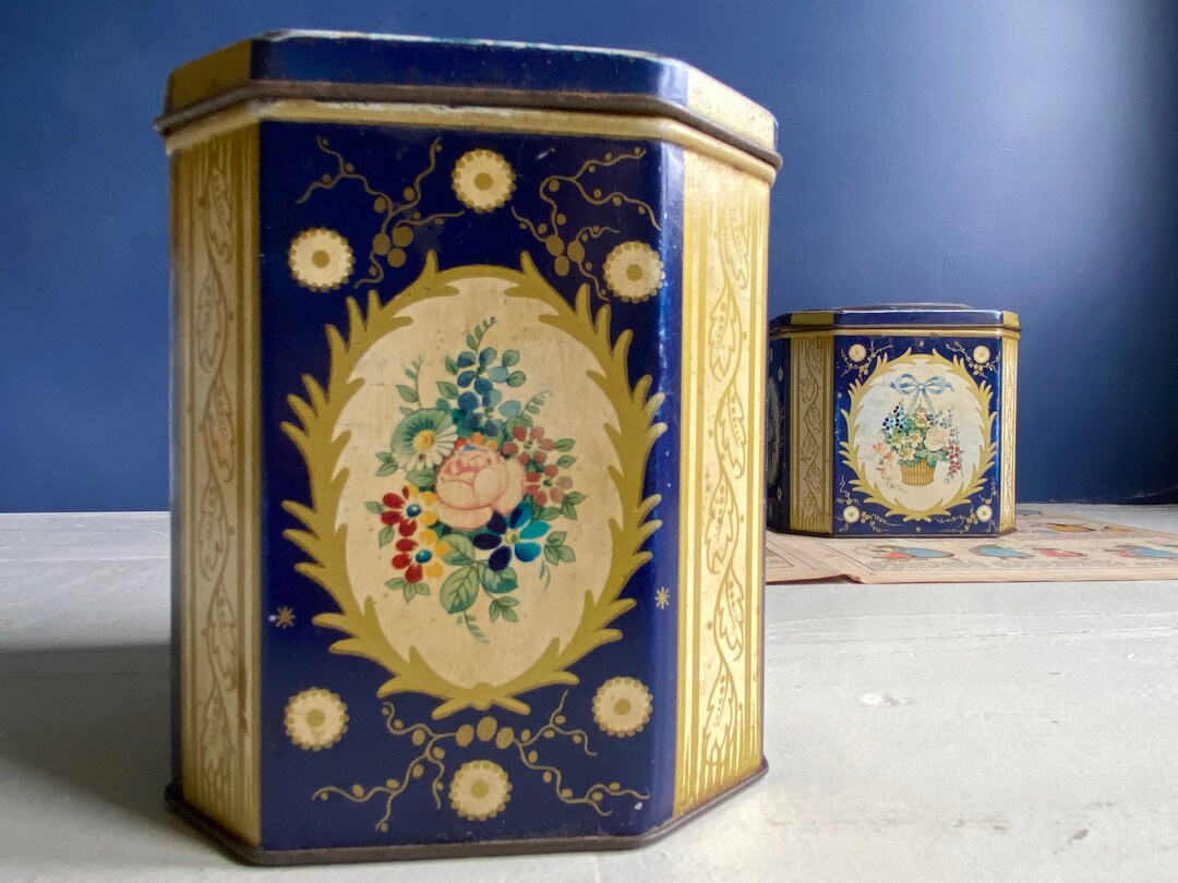 Two Vintage Scottish Biscuit Tins, Vintage Flowery Tin Boxes, Gray Dunn ...