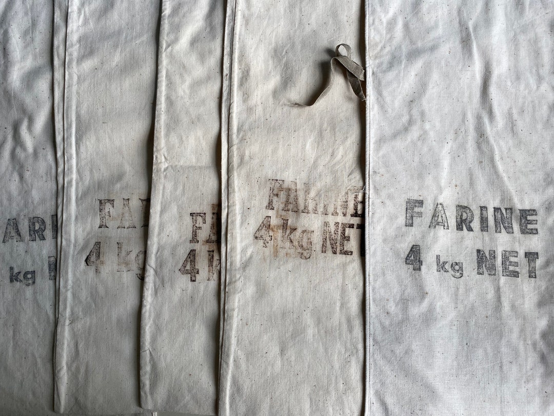 A Vintage French Fine Cotton Flour Bag, 4 Kg Flour Bag - Etsy