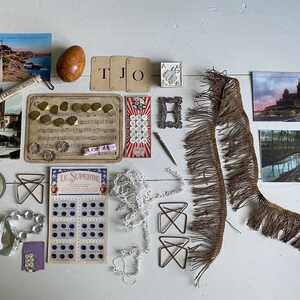 A Collection of Vintage French Objects, Haberdashery, Postcards, Still ...