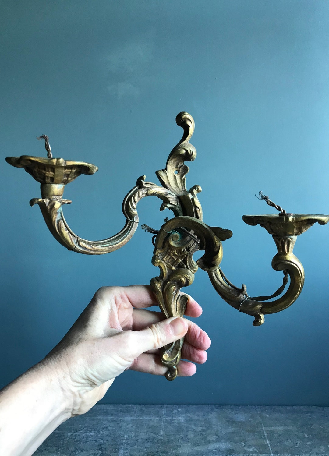 Two Vintage French Bronze Light Fittings - Etsy