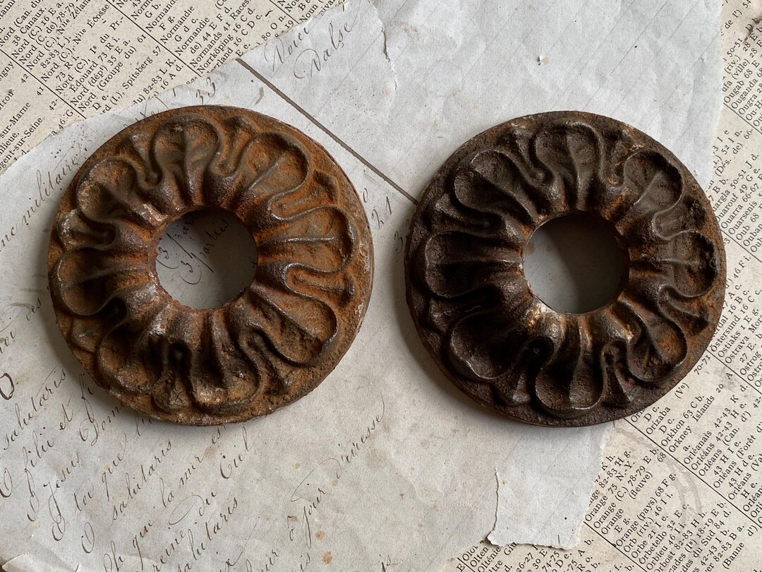 Two Vintage French Cast Iron Roundels, Architectural Salvage - Etsy