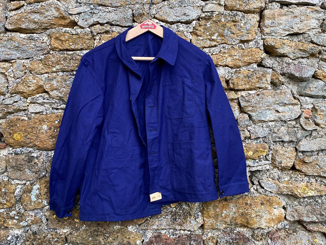 A Vintage French Blue Cotton Work Jacket, Bleu De Travail, French ...