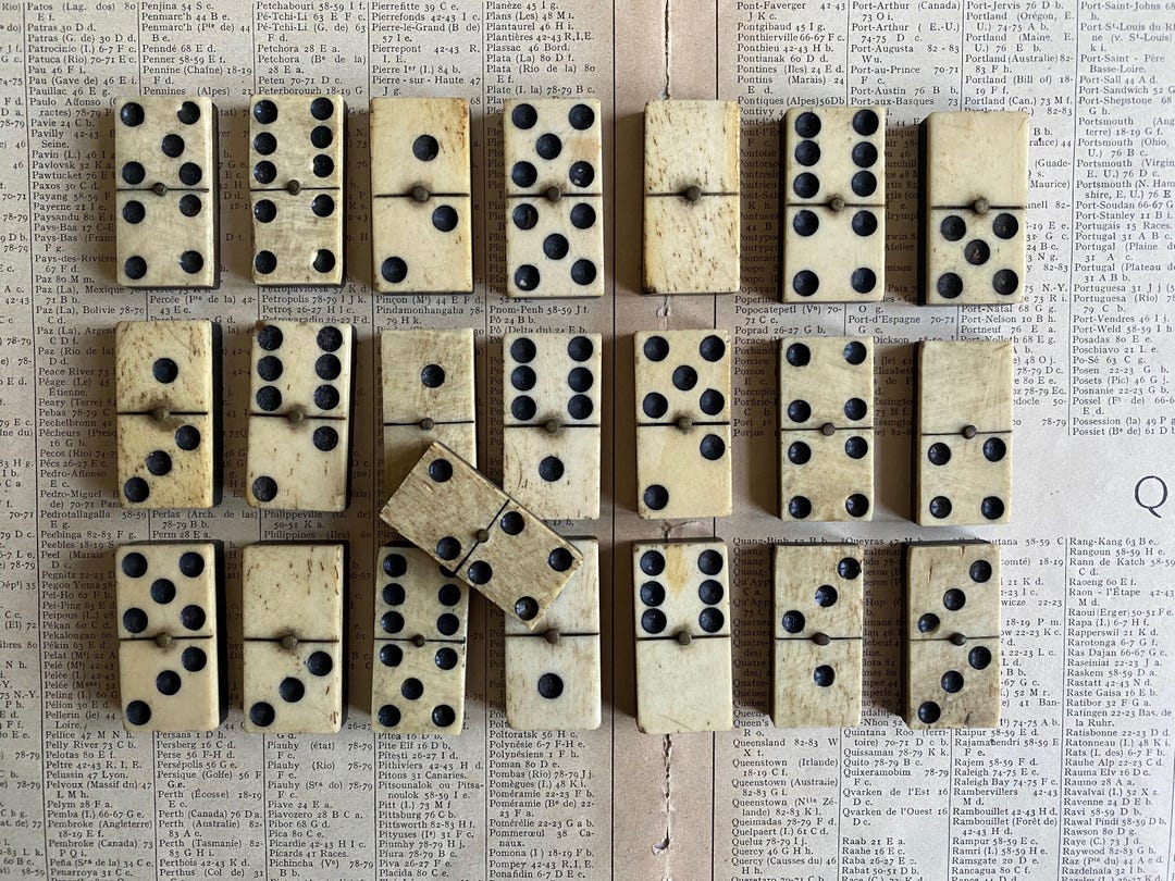 22 Vintage French Bone and Wood Dominoes - Etsy