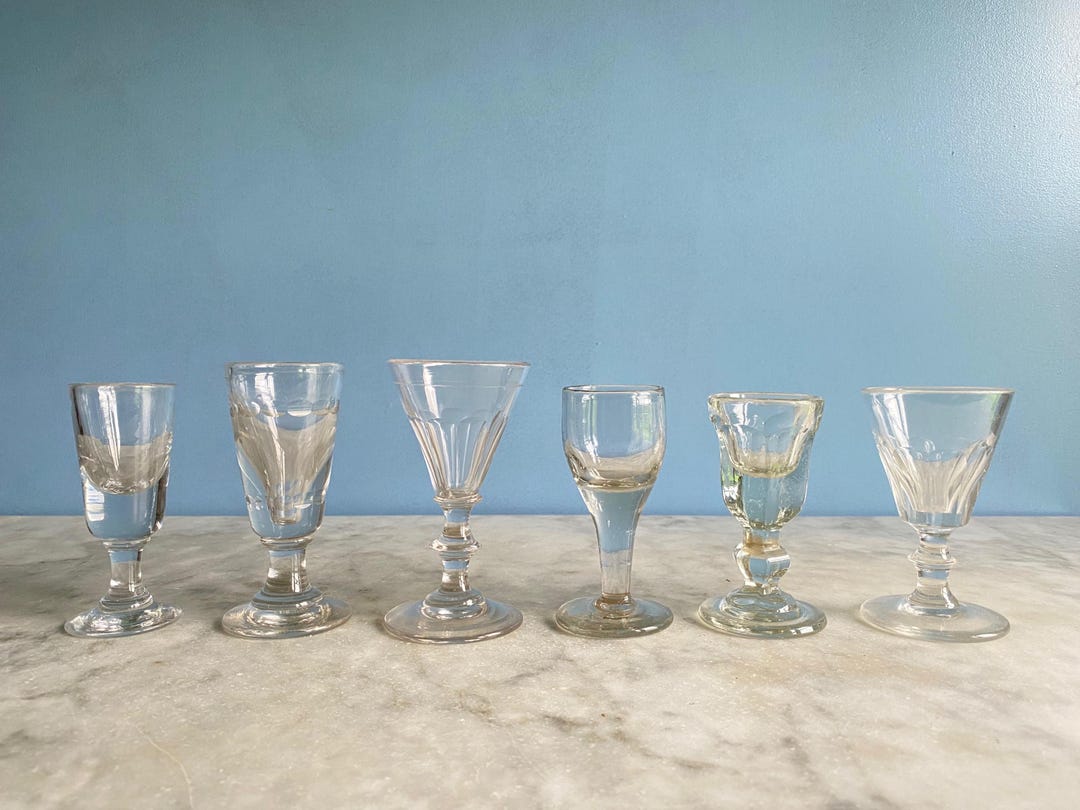 6 Antique French Digestif Glasses, Small Stemmed Glasses - Etsy