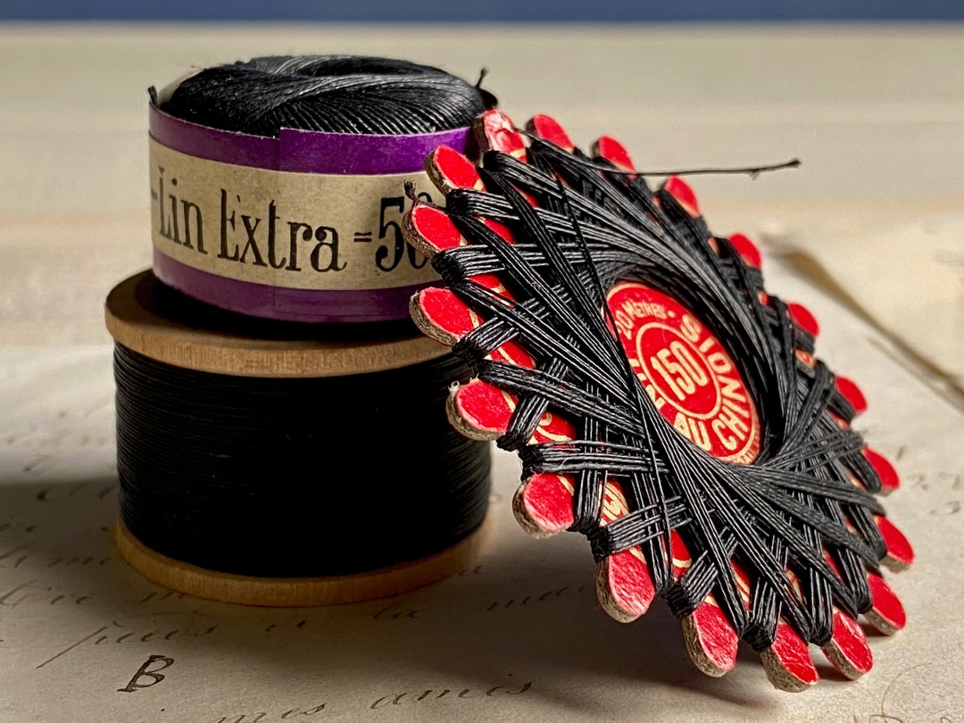 Vintage French Black Linen Thread, Vintage Haberdashery, Strong Linen ...
