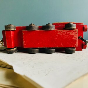 A Vintage French Wooden Toy Train, Red Wooden Train, SNCF Train, Pull ...