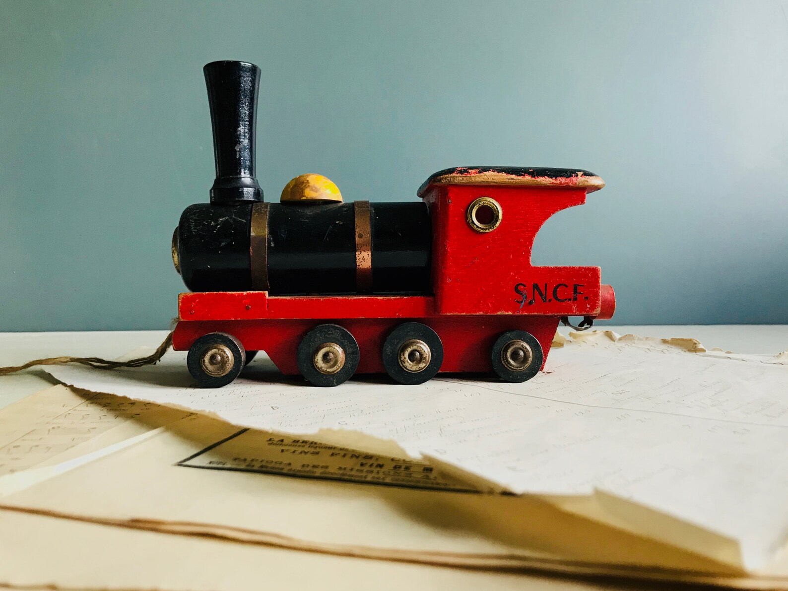 A Vintage French Wooden Toy Train Red Wooden Train SNCF - Etsy