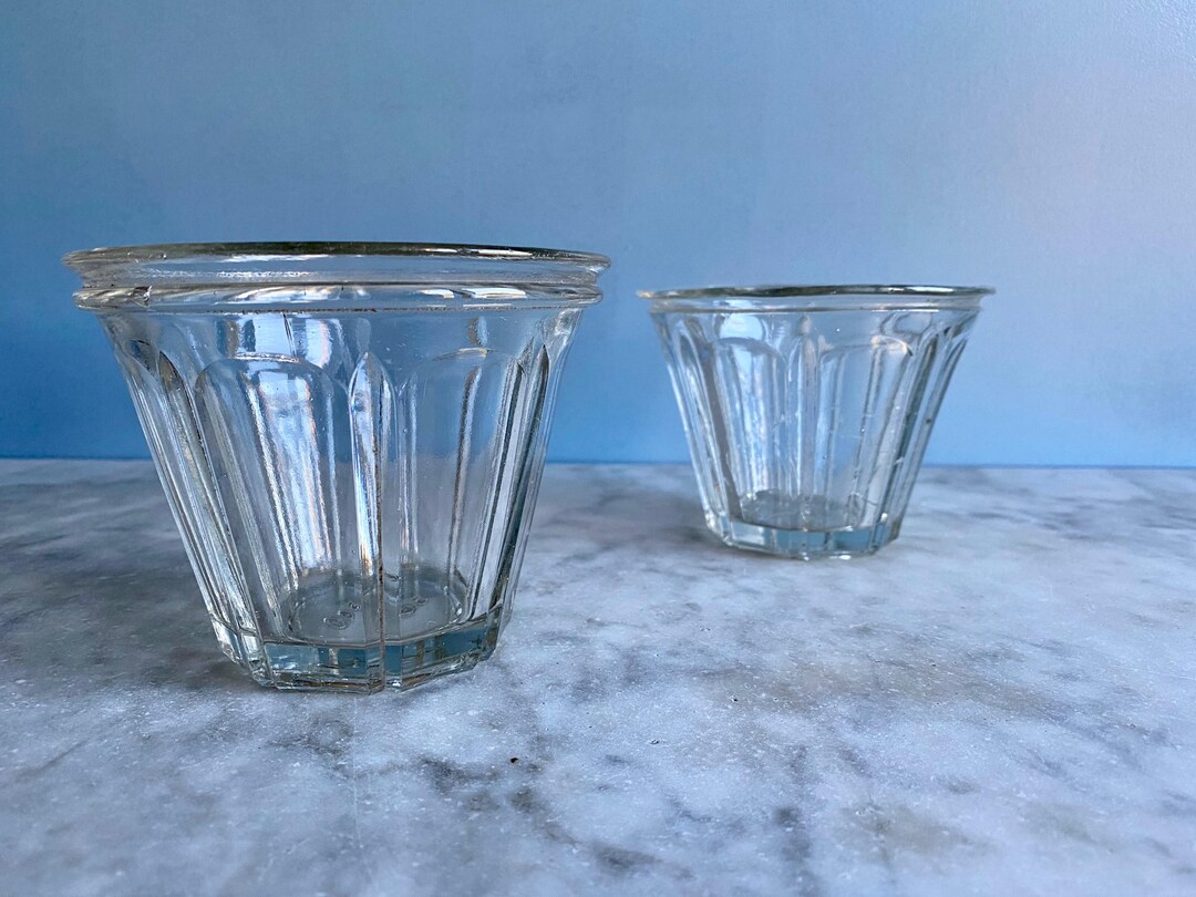 Two Vintage French Pressed Glass Jam Jars, Conical Jam Jars, Jelly Jars ...