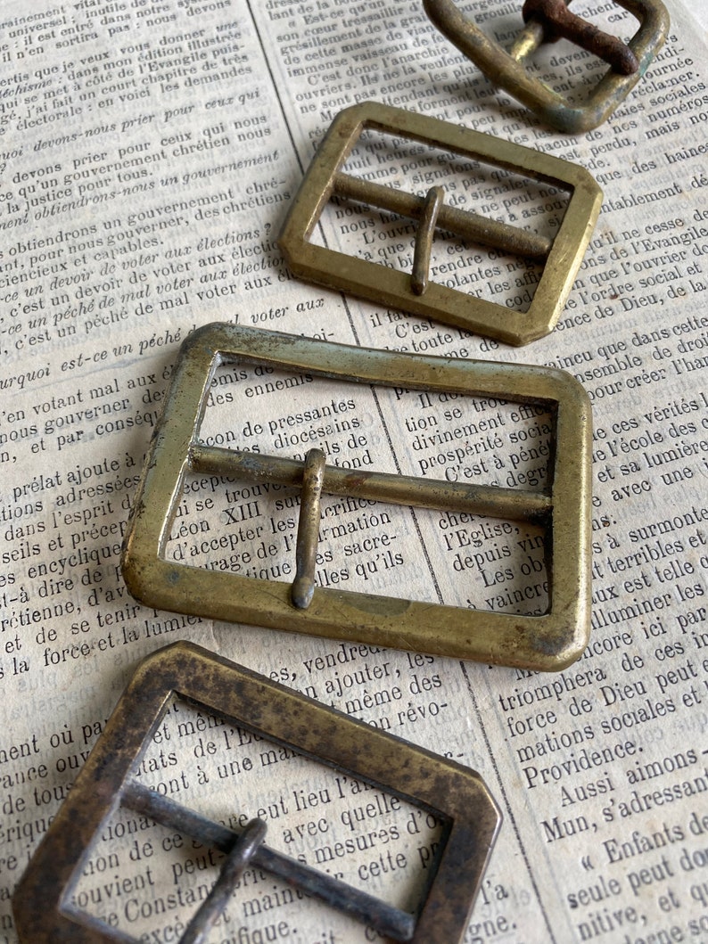 Four Vintage French Brass Belt Buckles - Etsy