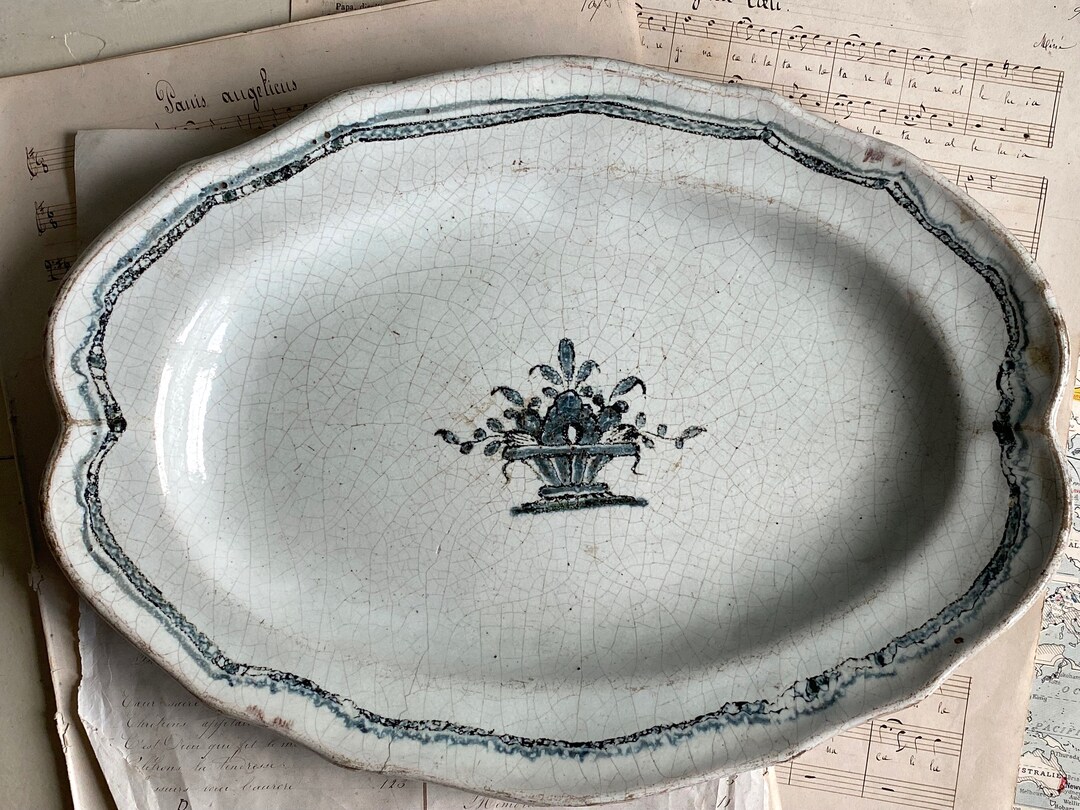 An Antique French Faience Plate, Rouen Faience, Cul Noir, 18th Century ...