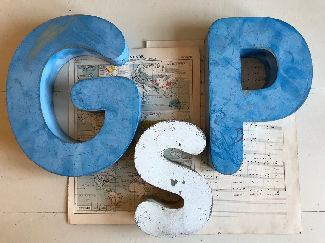 Vintage French Industrial Letters, Shop Sign Letters, G, S, P ...