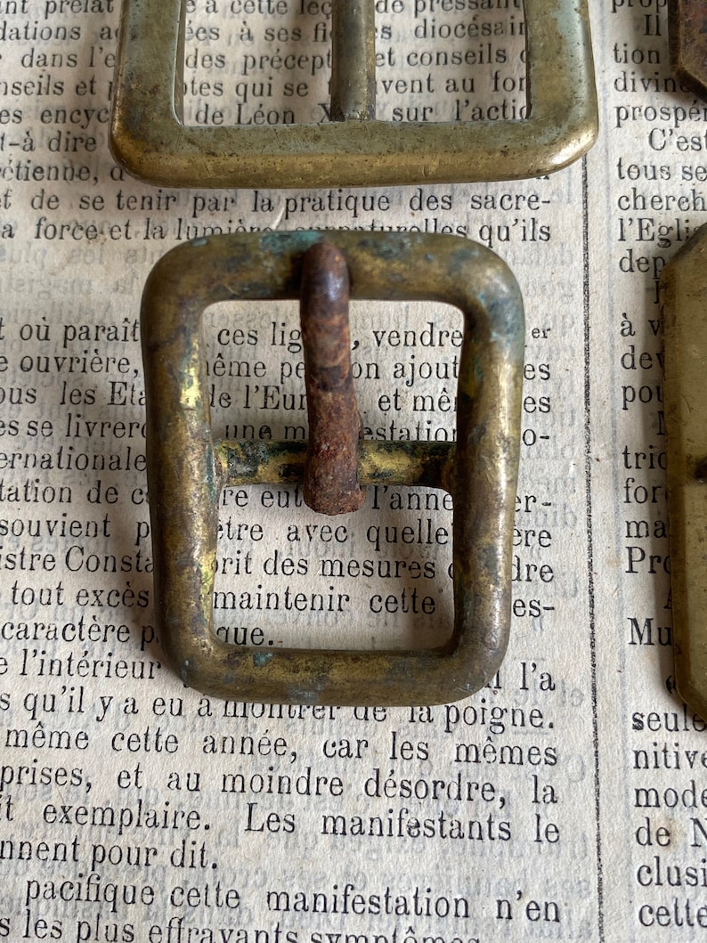 Four Vintage French Brass Belt Buckles - Etsy