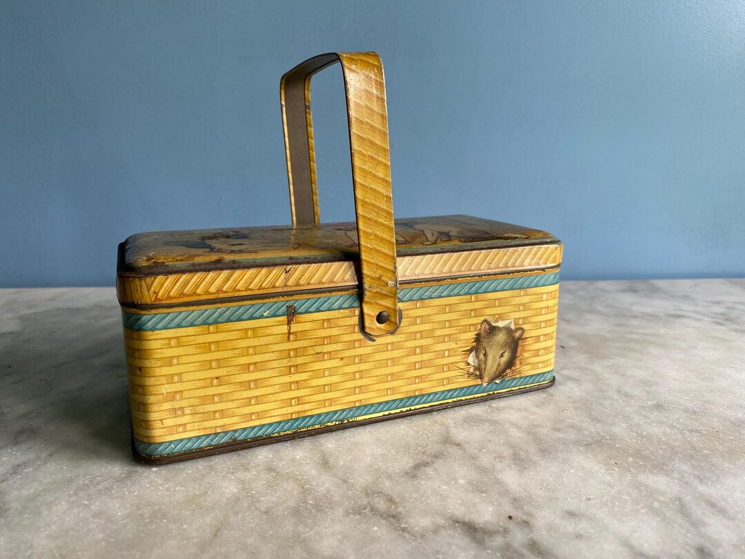 A Vintage French Tin Lunch Box, Tin Basket, Lithographed Tin - Etsy