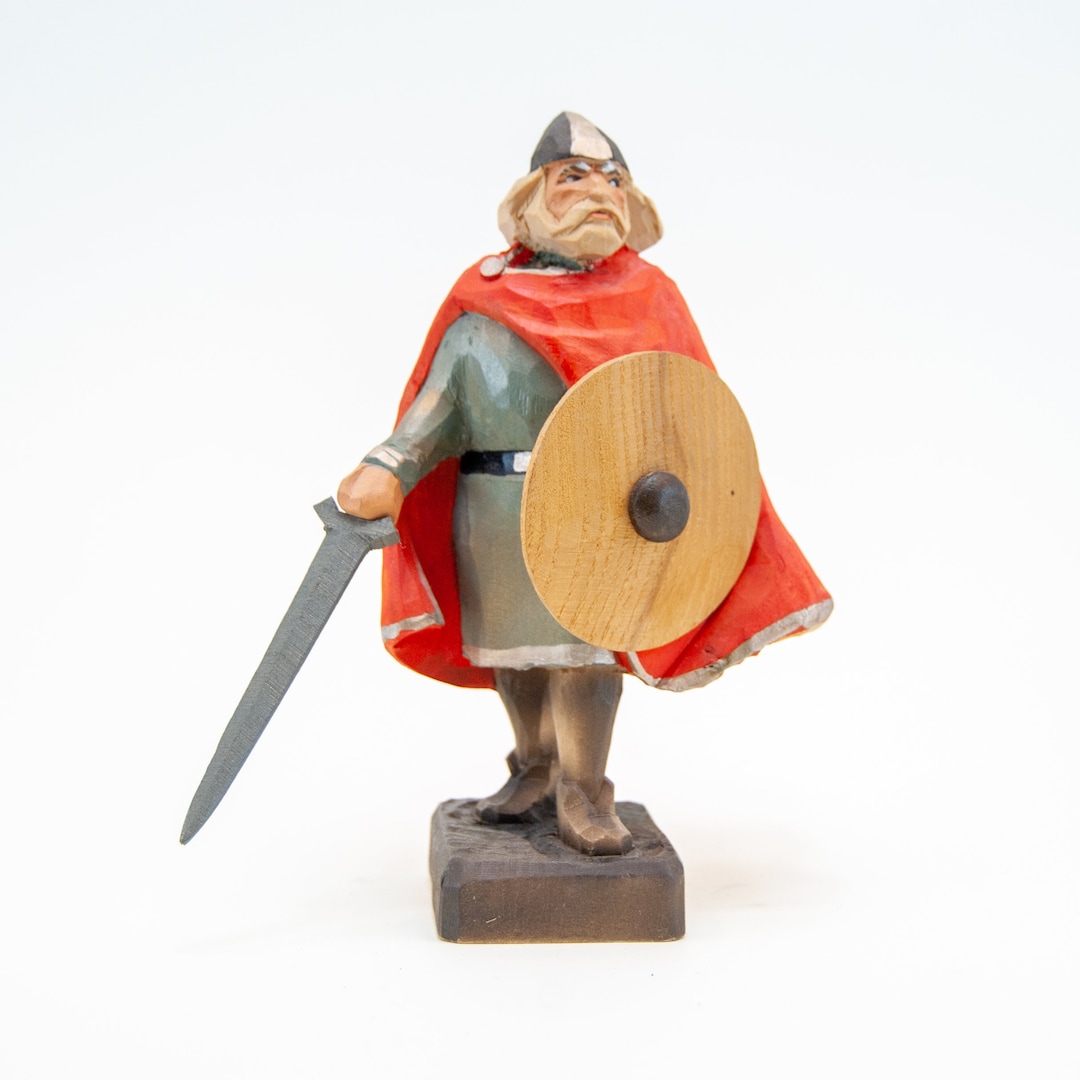 RARE Norwegian Hand Carved Viking With Sword & Shield Henning Engelsen ...