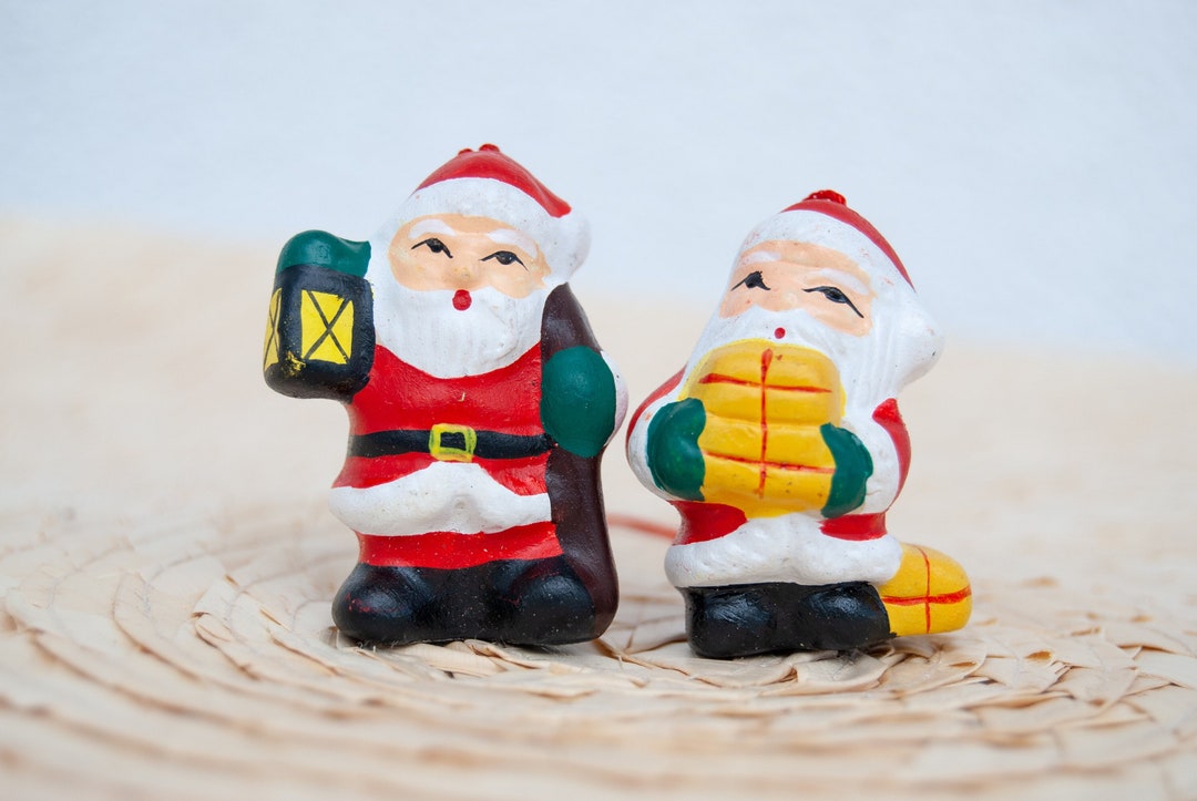 A Set of 2 Santa Claus Figurine Ceramic Christmas Decor Vintage ...