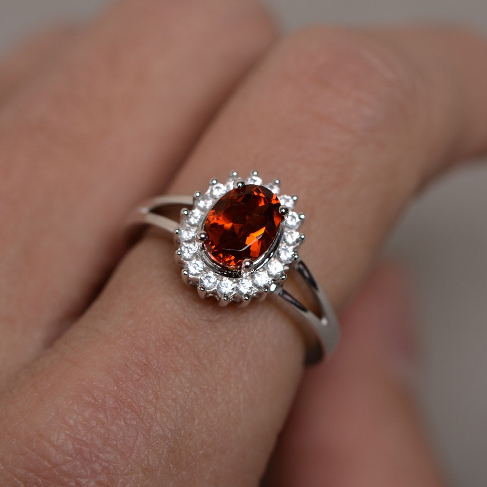 Natural Dark Citrine Ring Silver Engagement Ring Dark Yellow - Etsy España