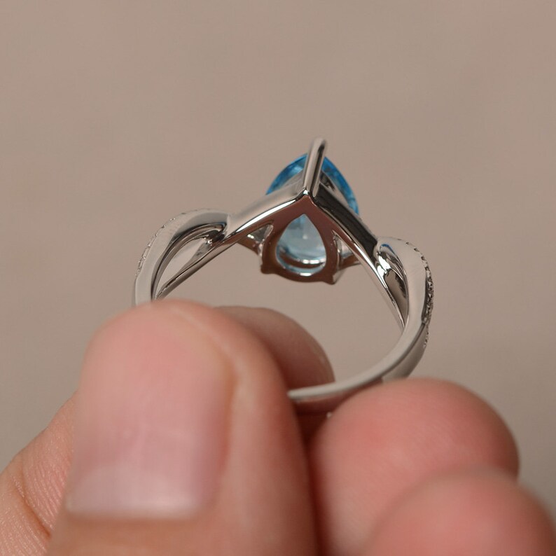 Swiss Blue Topaz Ring Wedding Ring Blue Gemstone Ring Sterling - Etsy
