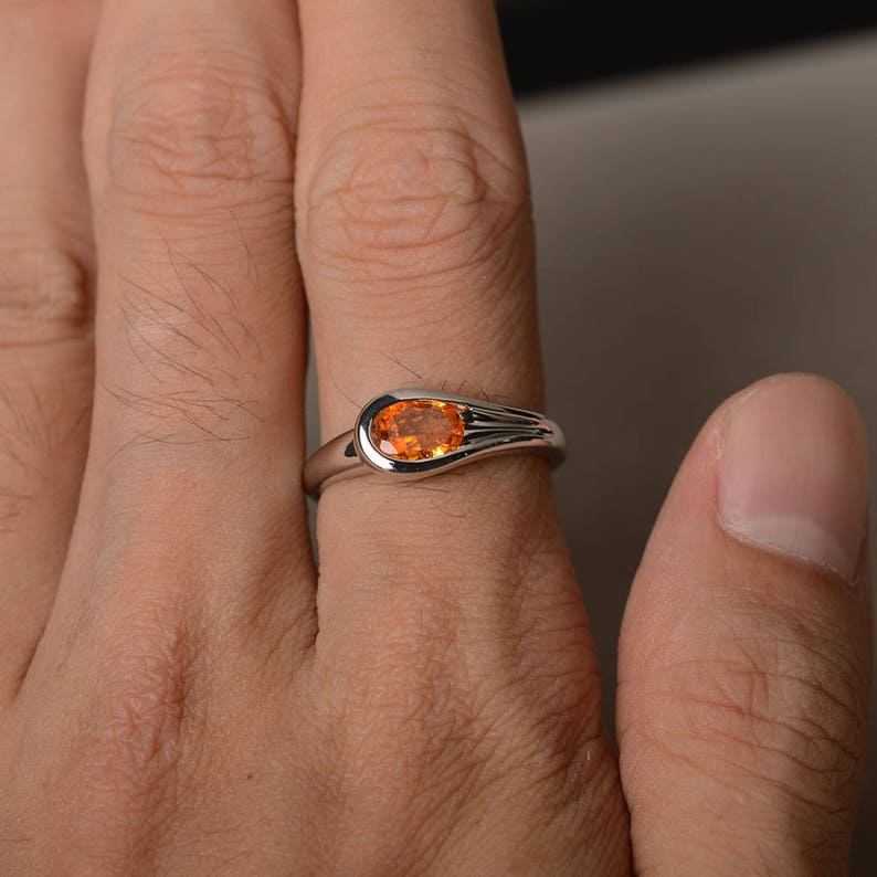 Engagement Ring Natural Spessartite Garnet Ring Orange Garnet - Etsy