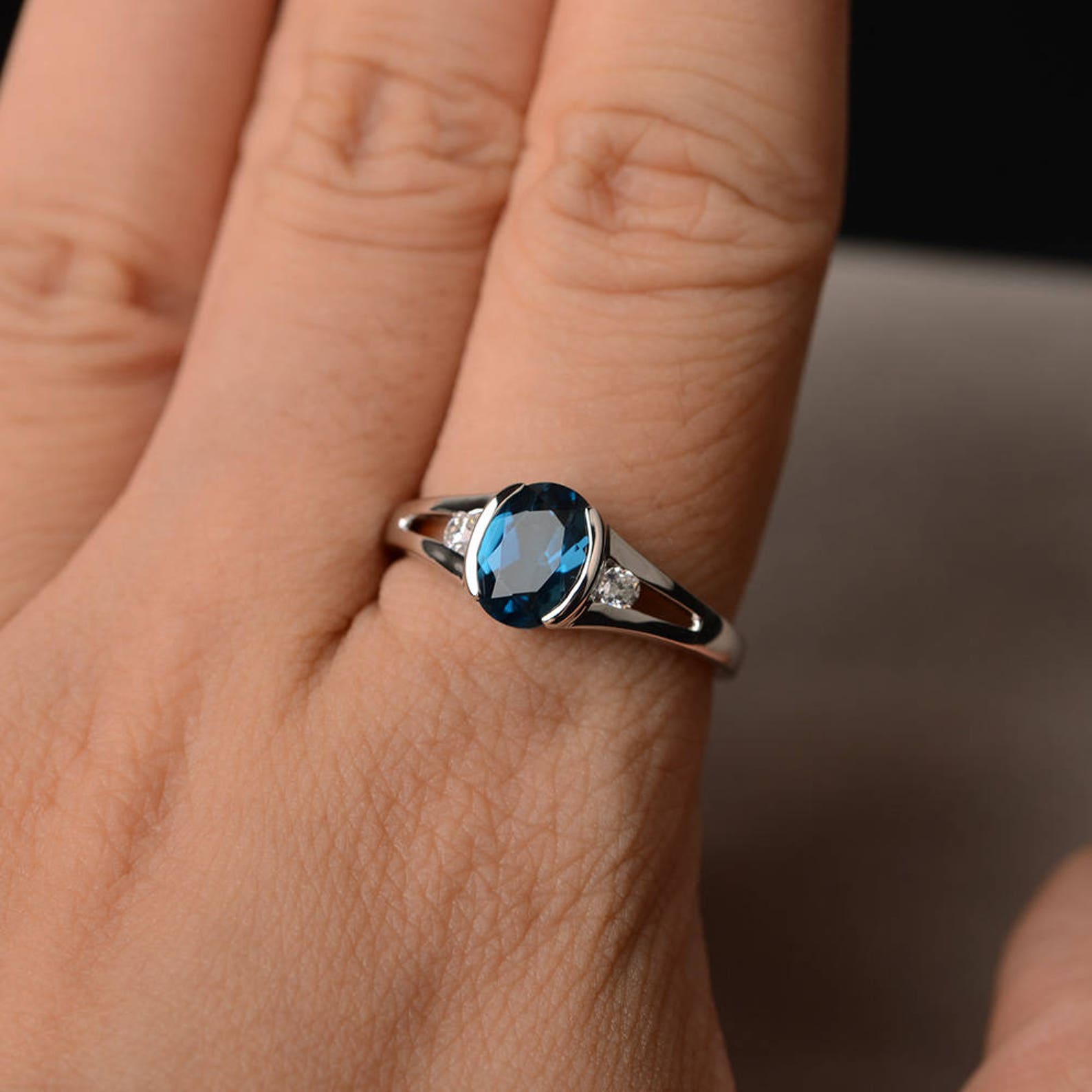 London Blue Topaz Ring Wedding Ring Oval Cut Blue Gemstone - Etsy