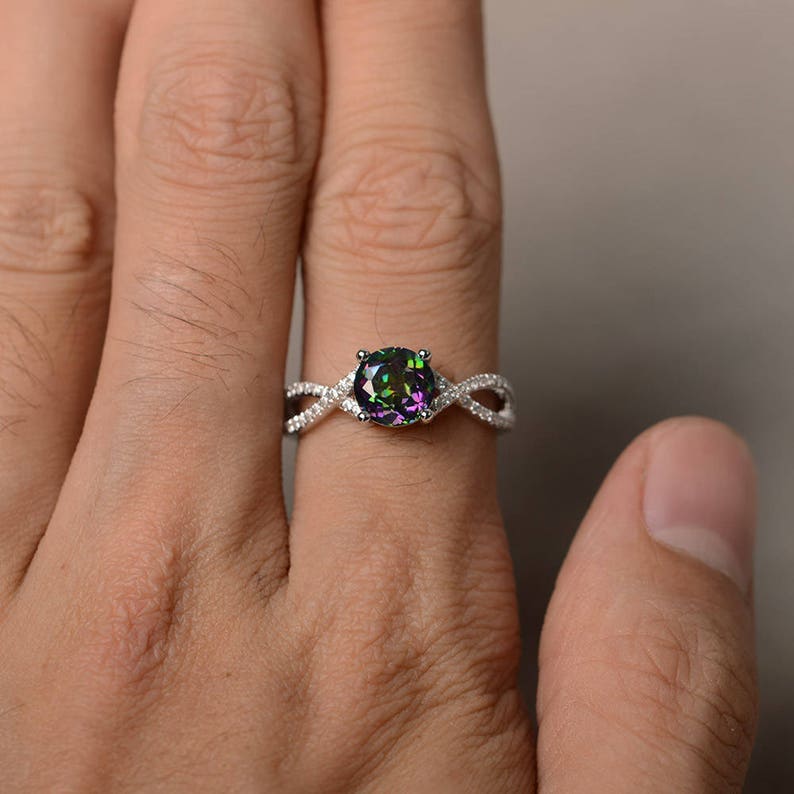Genuine Mystic Topaz Rings Rainbow Topaz Rings Rainbow Etsy