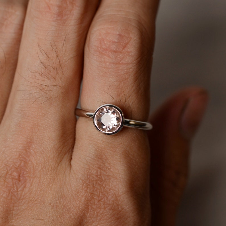 Natural Pink Morganite Ring Bezel Ring Sterling Silver Ring - Etsy