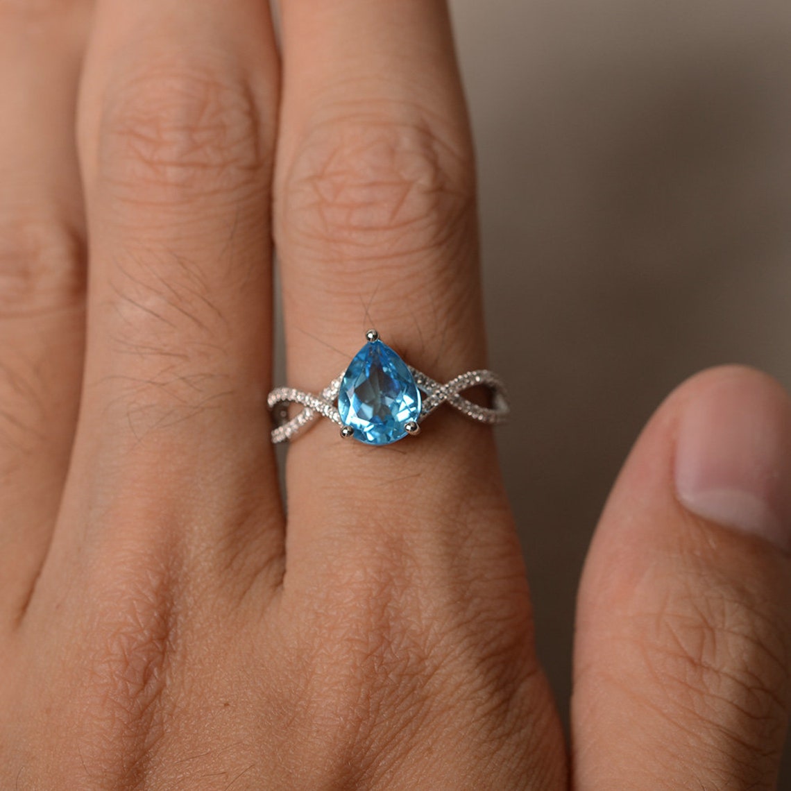 Swiss Blue Topaz Ring Wedding Ring Blue Gemstone Ring Sterling | Etsy