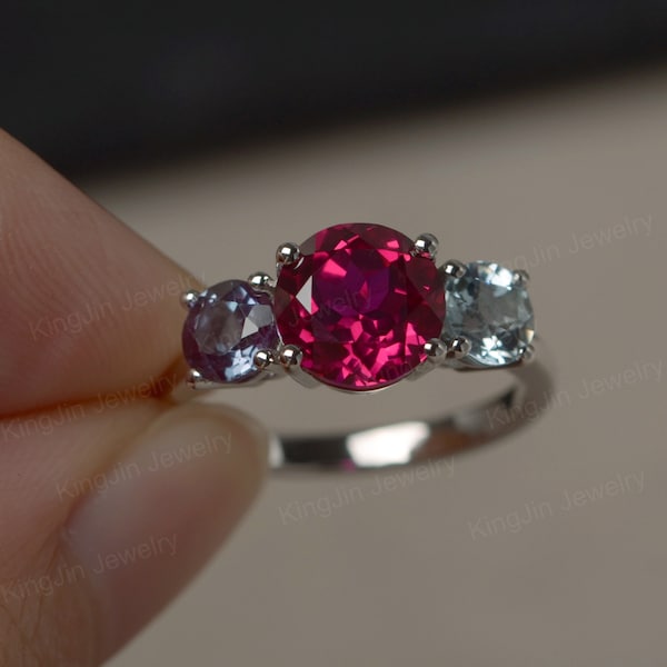 Aquamarine Ruby Ring - Etsy
