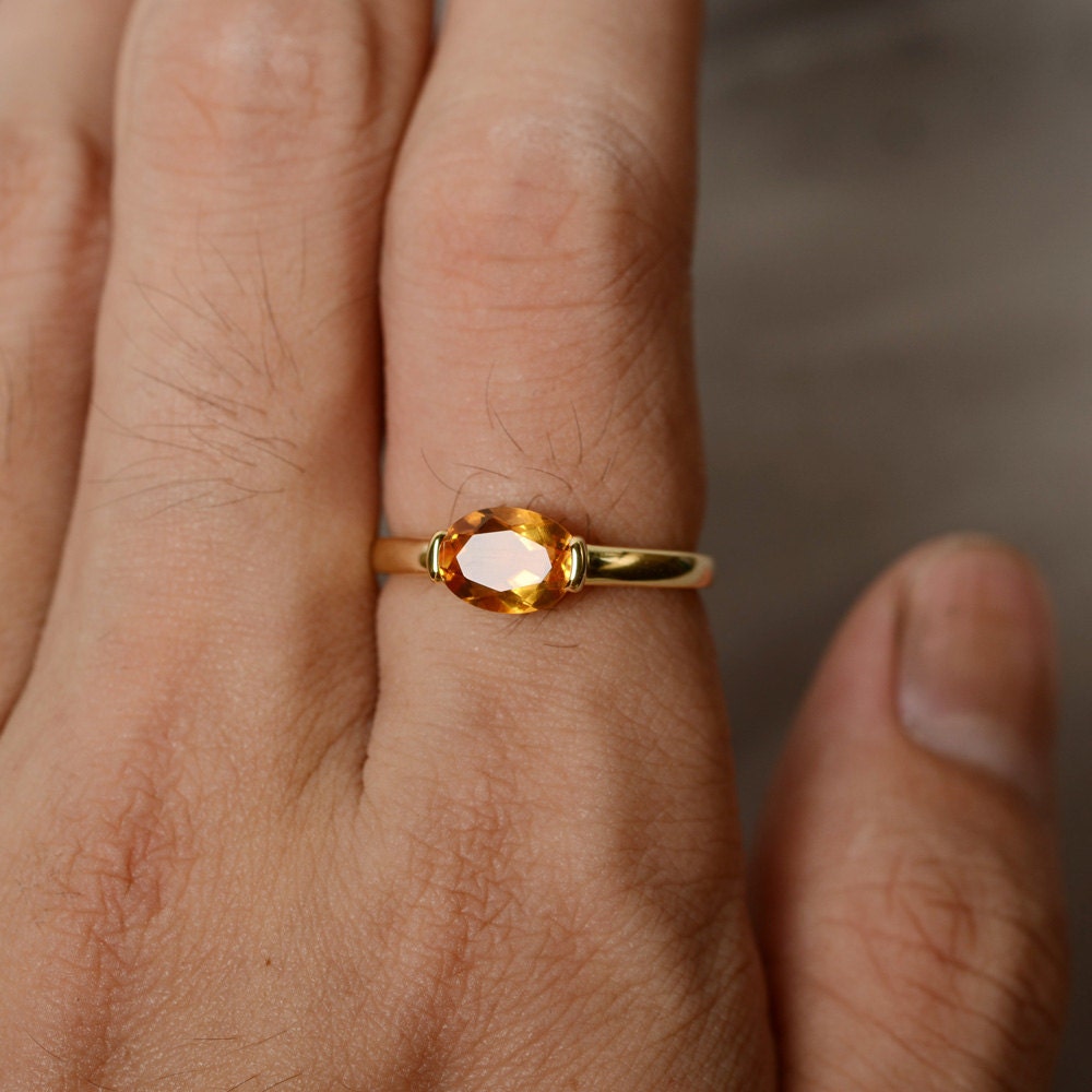 Natural Citrine Ring Solitaire Ring November Birthstone Ring | Etsy
